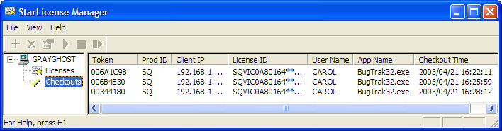 Viewing License Checkout Information